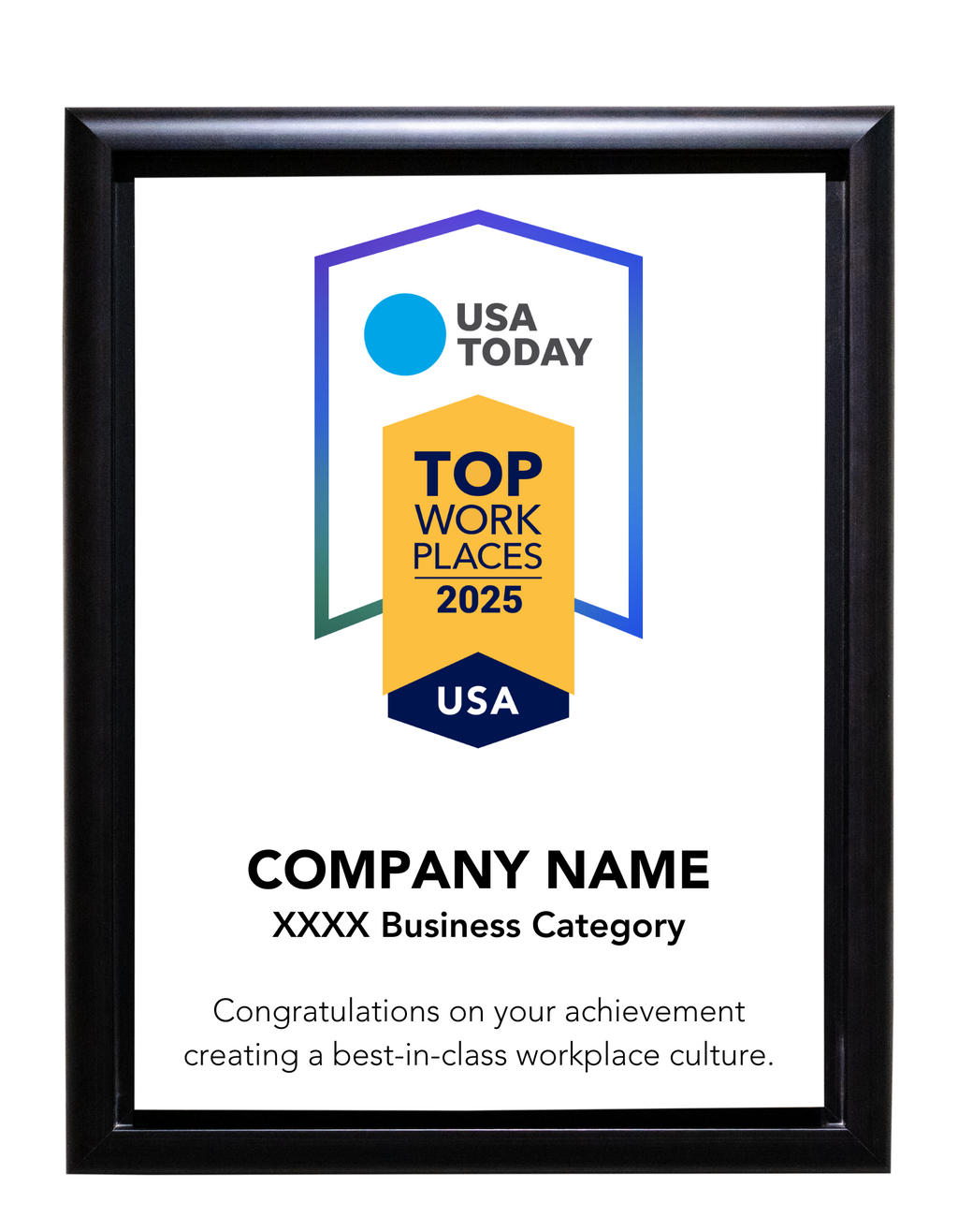 USA TODAY 2025 Top Workplaces Plaque